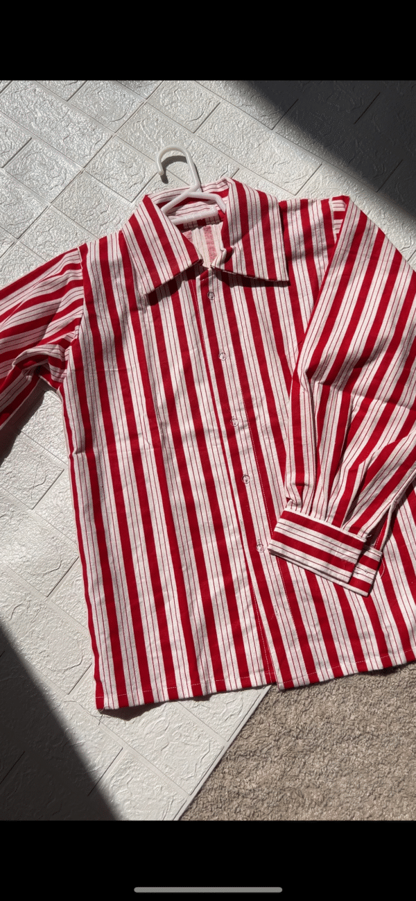 Red Stripe wool Button-Down